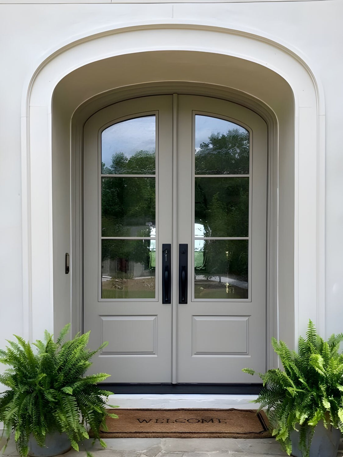Custom Modern French 3 Lite Elliptical Glass Elliptical Double Doors ...