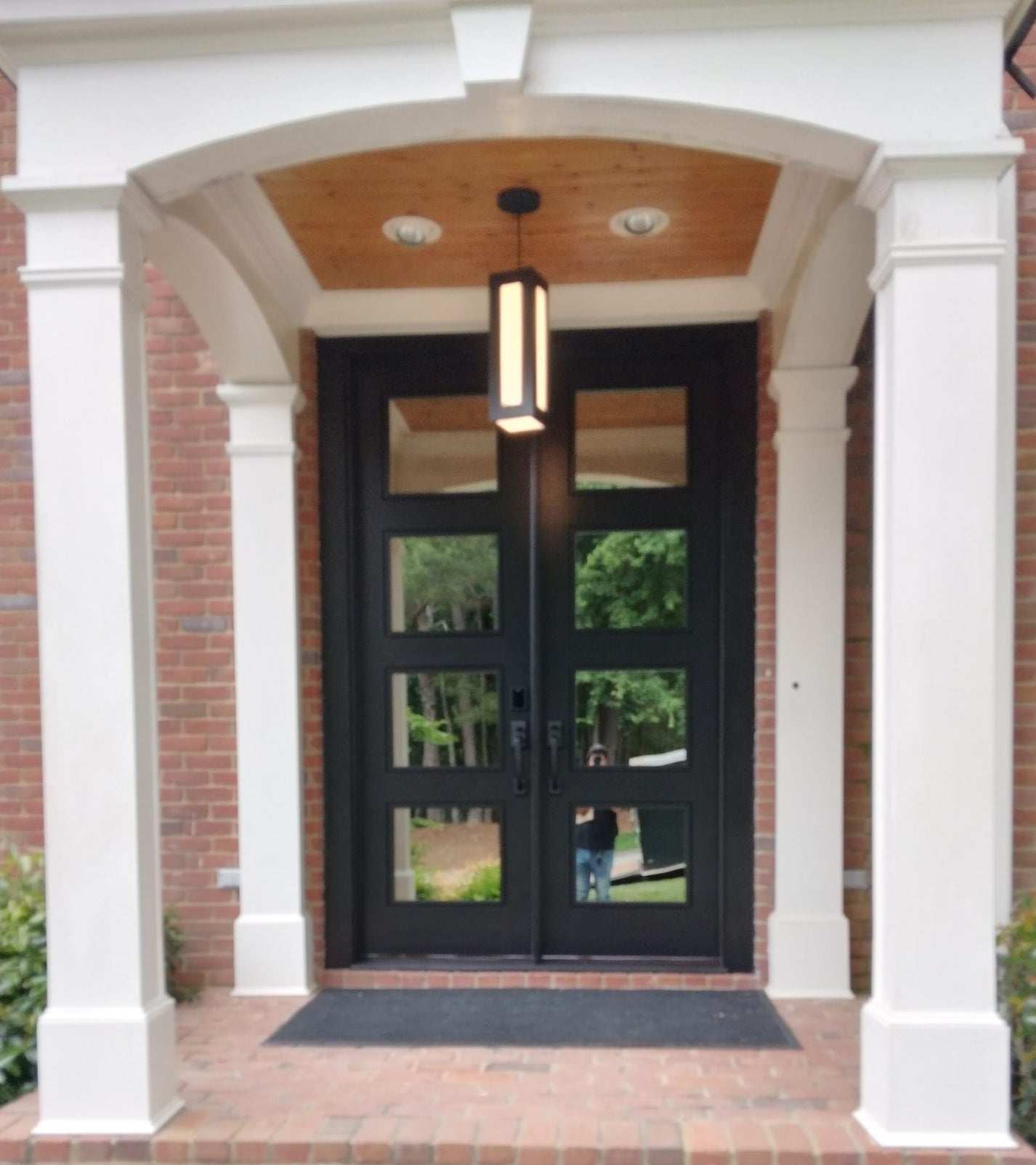 Custom Modern 4 Lite Exterior Double Doors – Masterpiece Doors