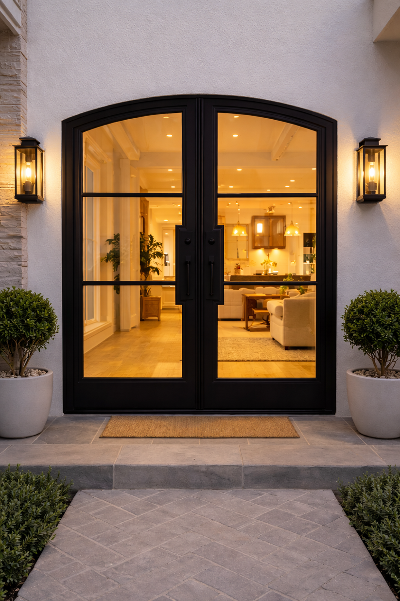 Factory French 3 Lite Segment Radius Double Doors – Masterpiece Doors