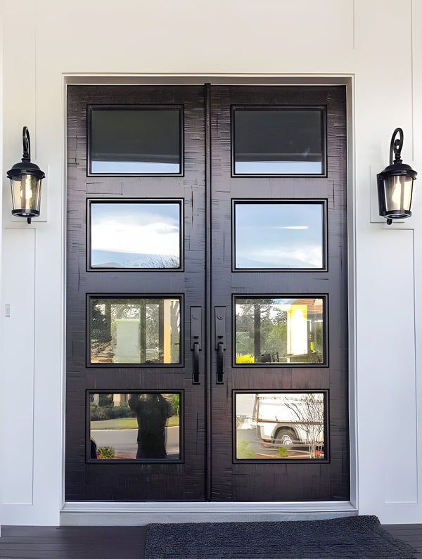 Custom Modern 4 Lite Double Doors – Masterpiece Doors