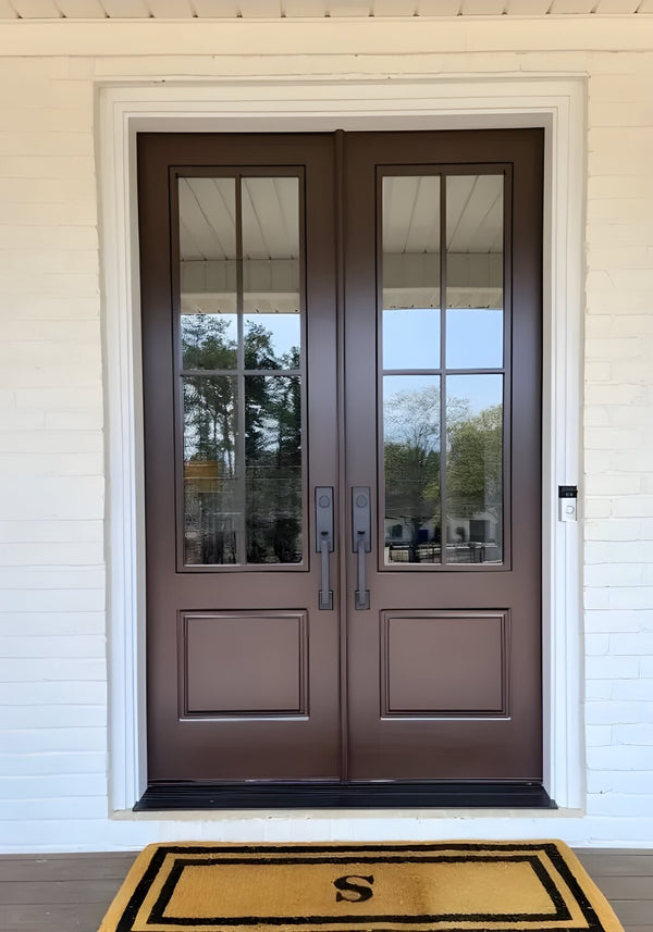 Modern French Farmhouse 4 Lite Double Doors – Masterpiece Doors